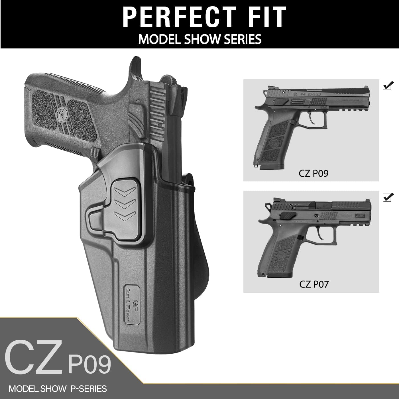 Gun & Flower Polymer OWB Holster CZ P09 | Black – Scopes and Barrels