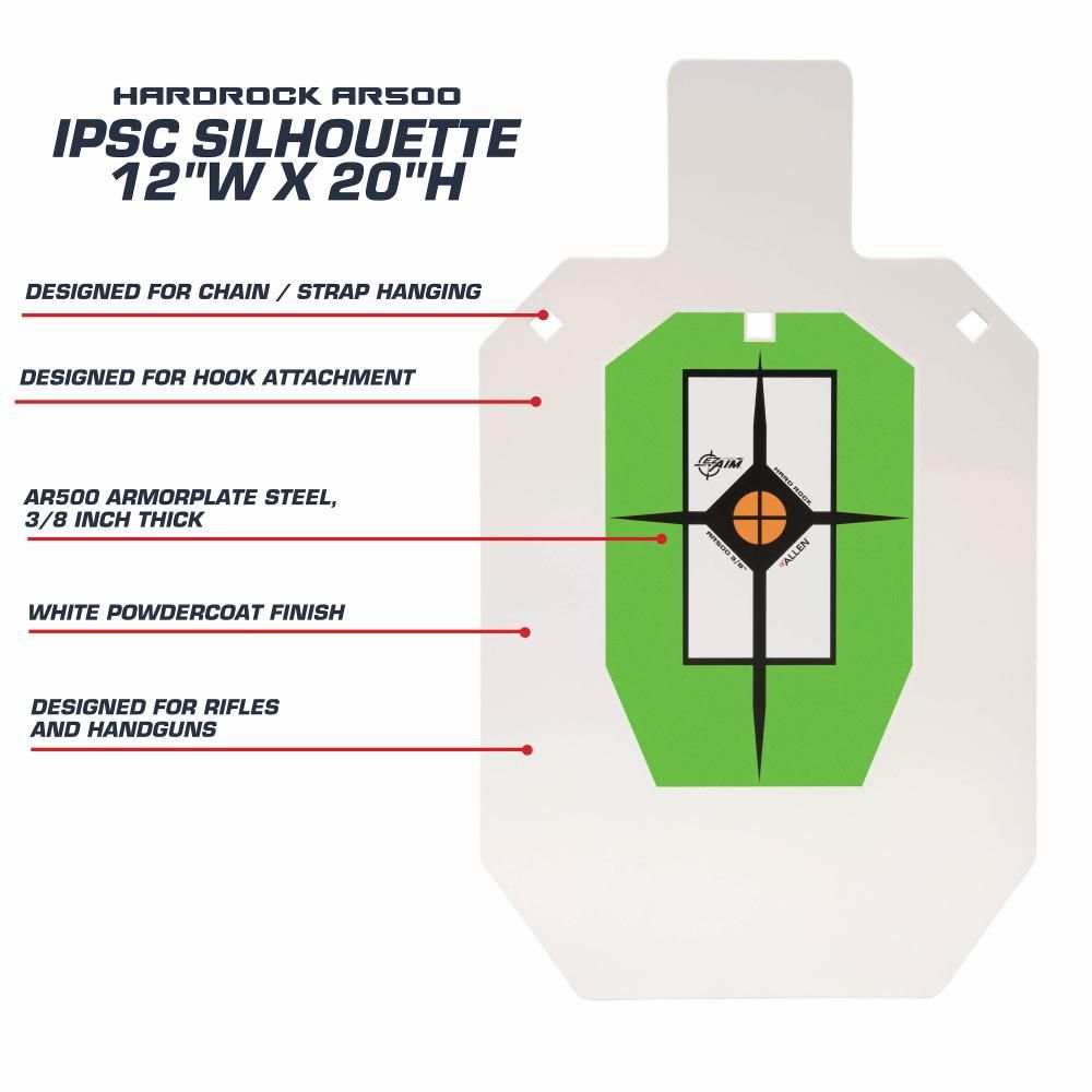 HARDROCK AR500 3/8 IN IPSC TARGET 20 X 12 INCH SILHOUETTE BY ALLEN ...